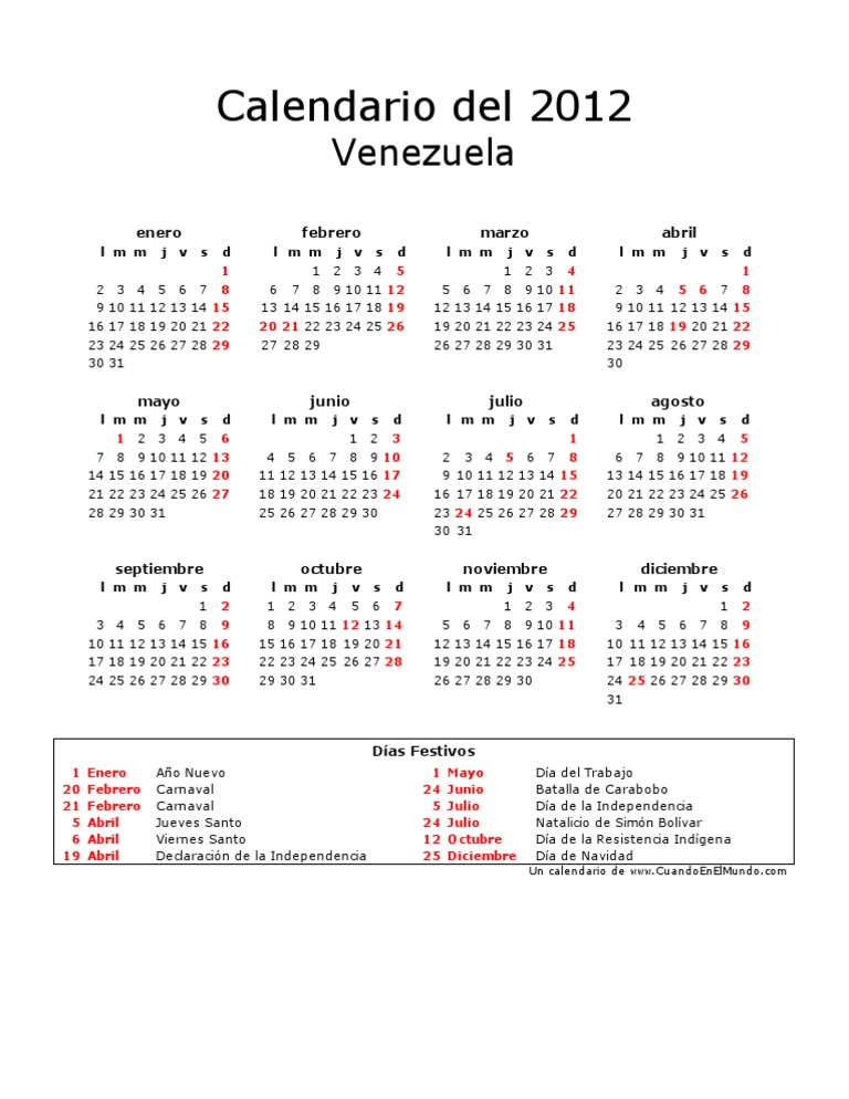 Calendario 2012 | PDF