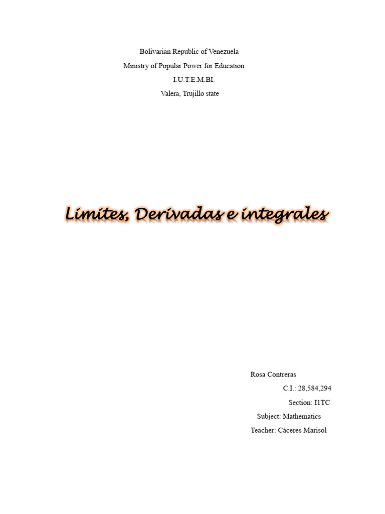 Limits Derivatives and Integrals | PDF | Integral | Calculus