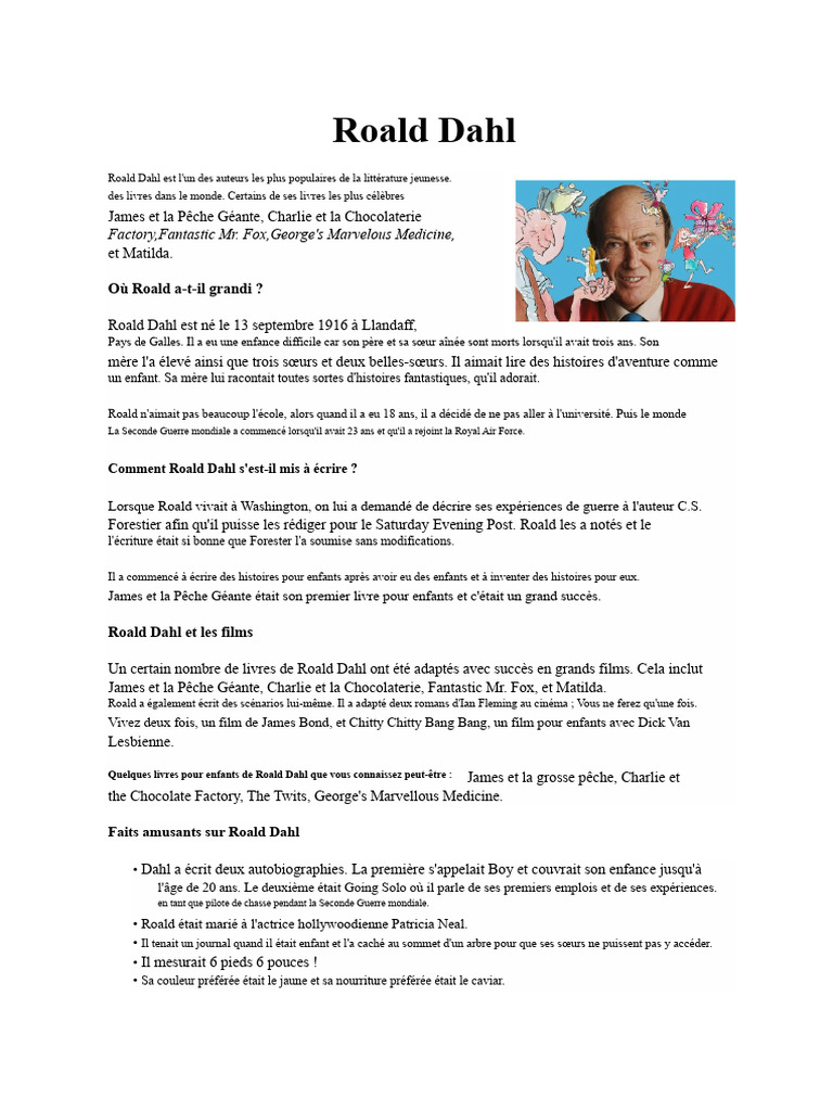 Biographie de Roald Dahl | PDF