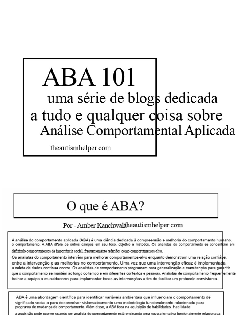 Material de ABA 101 Do The Autism Helper | PDF | Autismo | Comportamento