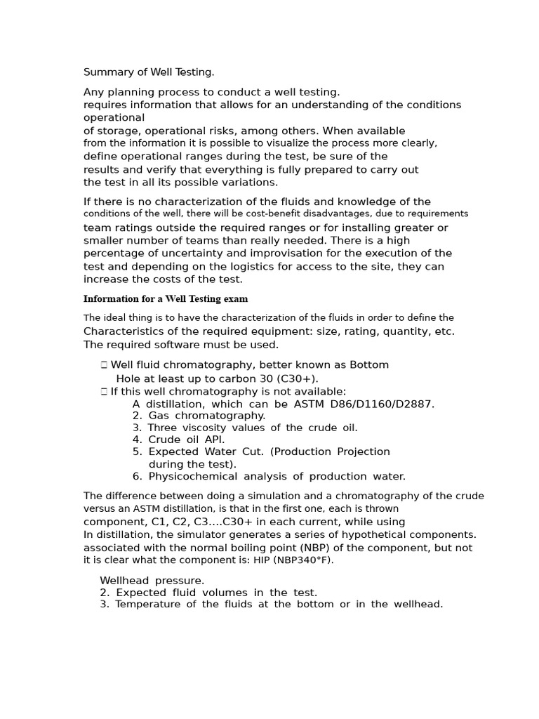 Well Testing and Tank Testing Work | PDF | Gases