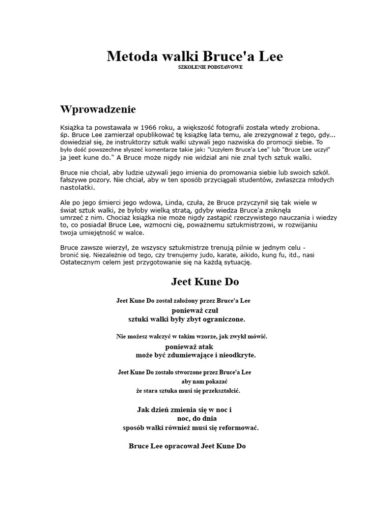 Sztuki Walki - Metoda Walki Bruce'a Lee | PDF