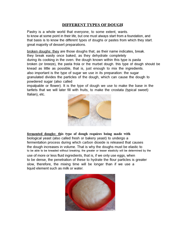 Different Types of Dough For Pastry and Ingredients | PDF | Dough | Cakes