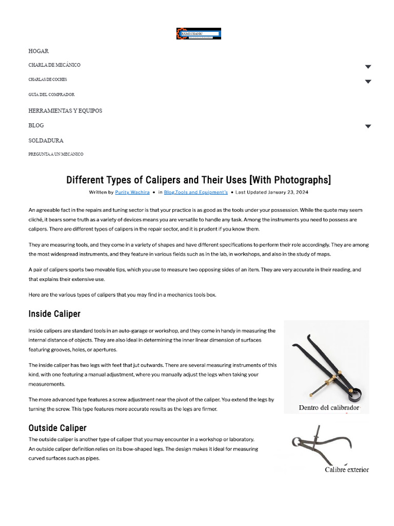 CALIPERES - Diferentes Tipos de Calibradores y Sus Usos (Con ...