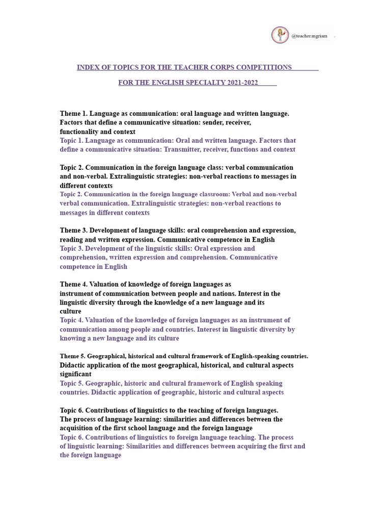 Teacher Corps English Competitions Guide | PDF | Communication ...