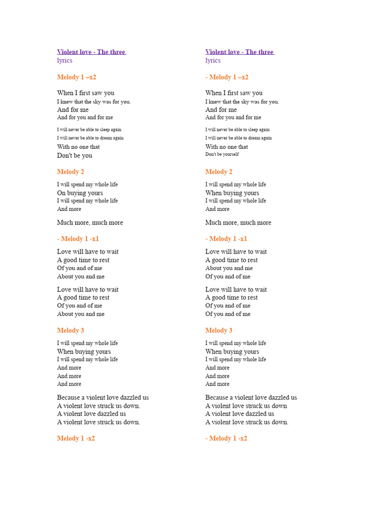 Violent Love Lyrics Analysis | PDF
