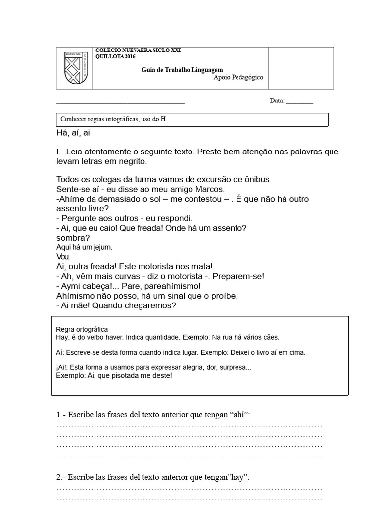 Guia de Atividades Há Aí Ai | PDF