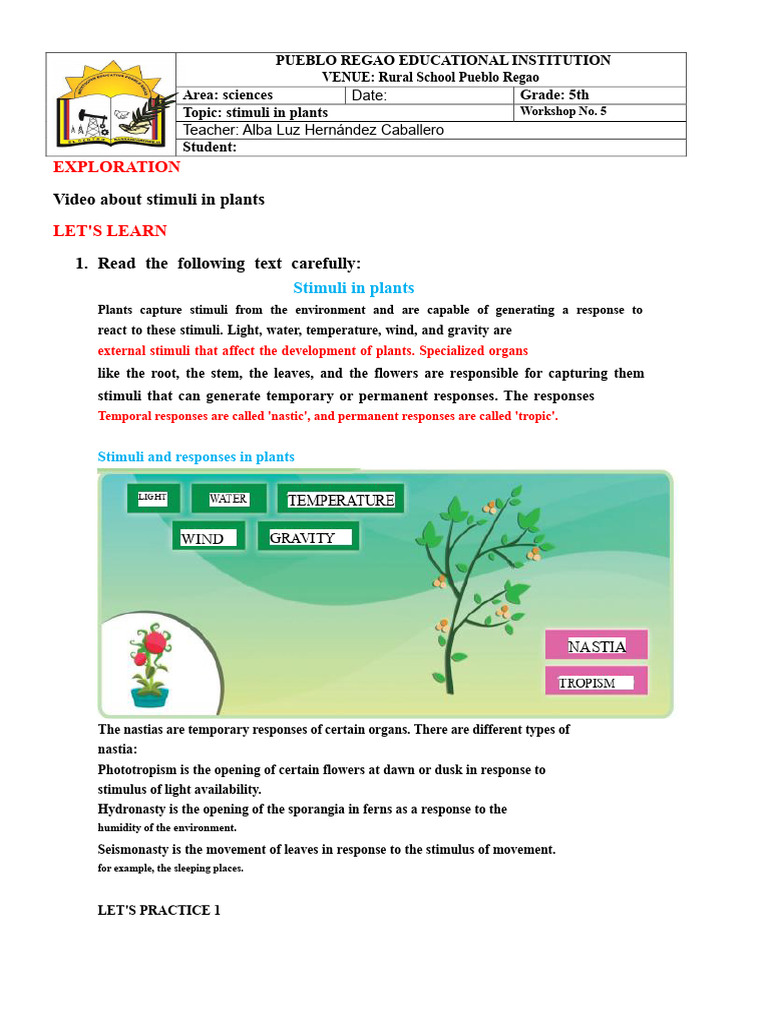 Workshop On Stimuli in Plants PDF | PDF | Biology | Organisms