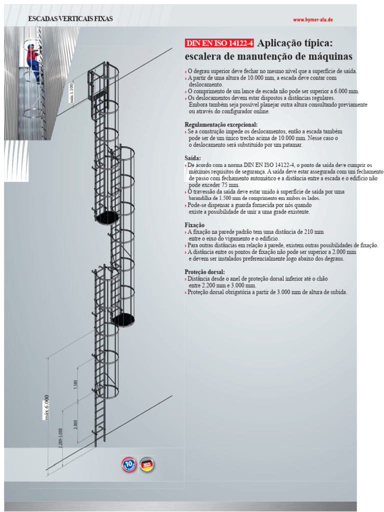 Escadas Verticais Fixas: Normas DIN EN ISO 14122-4 | PDF