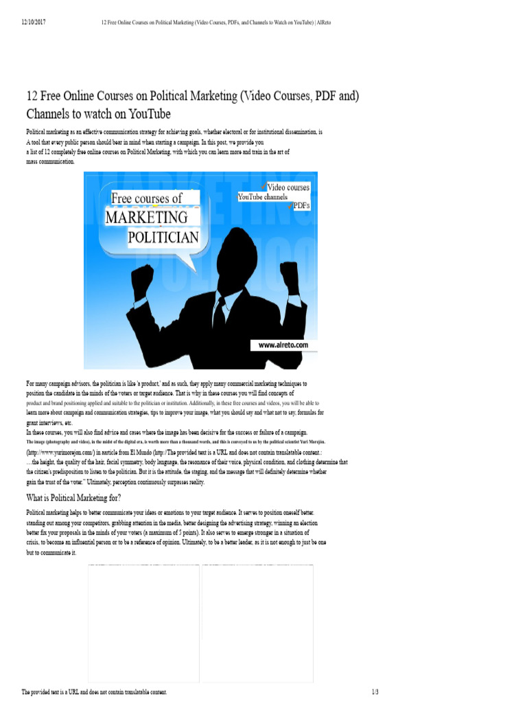 12 Free Online Courses On Political Marketing (Video Courses, PDFS, and ...