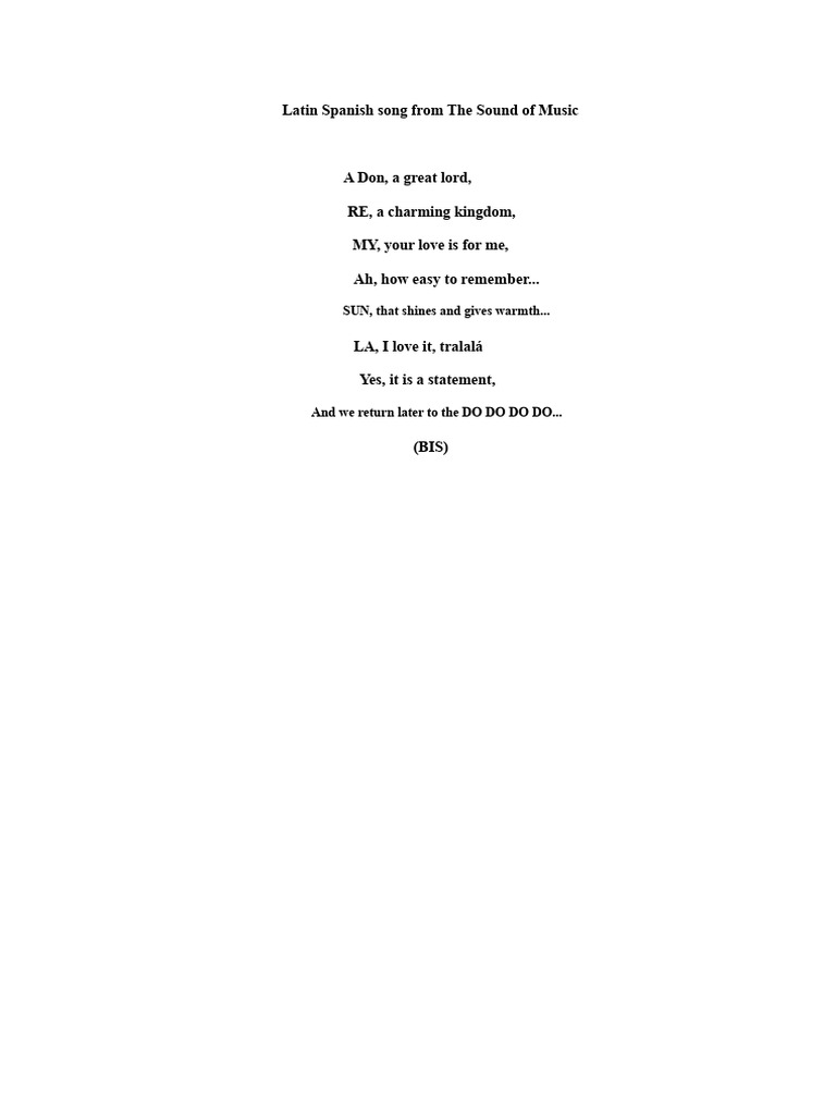 Latin Spanish Song from Sound of Music | PDF