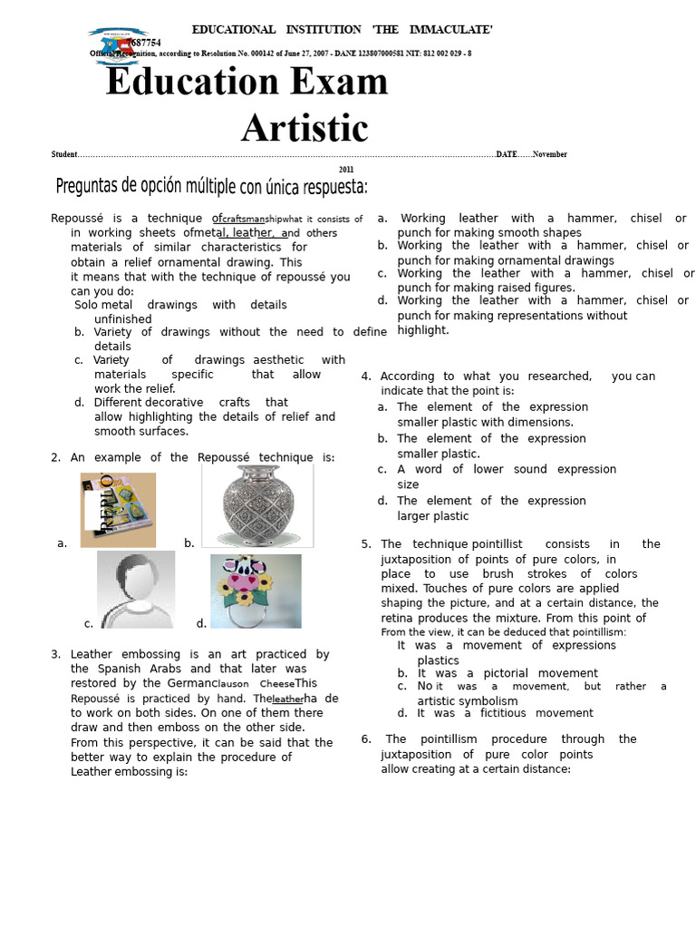 7th Art Exam | PDF | Paintings | Color