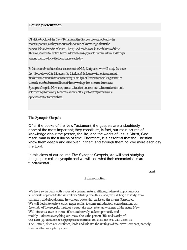 Synoptic Gospels | PDF | Gospels | Gospel Of Mark