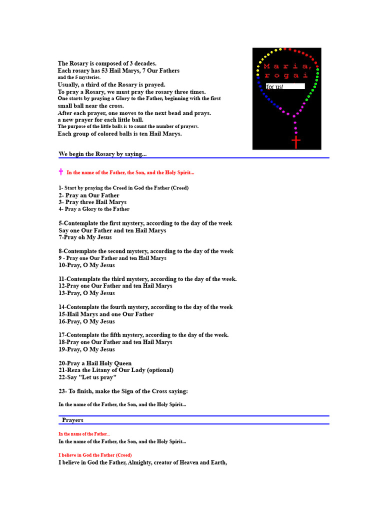 How to Pray the Rosary: A Step-by-Step Guide | PDF | Rosary | Mary ...