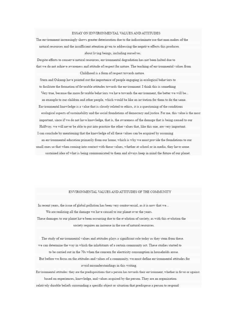 Environmental Values and Community Attitudes | PDF | Motivation ...
