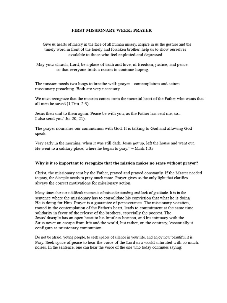 October, The Month of Missions | PDF | Mary, Mother Of Jesus | Prayer