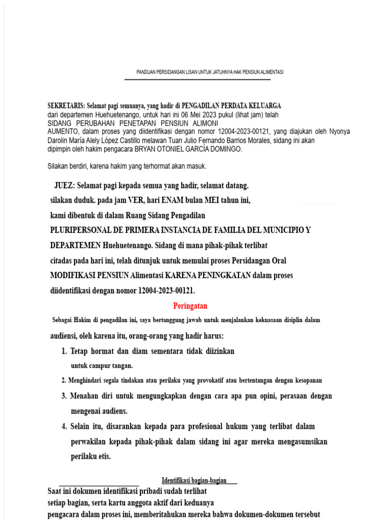 Panduan Sidang Peradilan Perdata | PDF