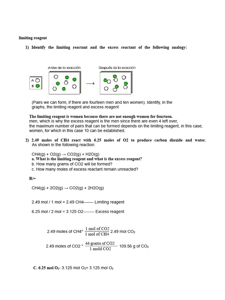 Limiting Reactant and Excess Reactant Group Work | PDF | Mole (Unit ...