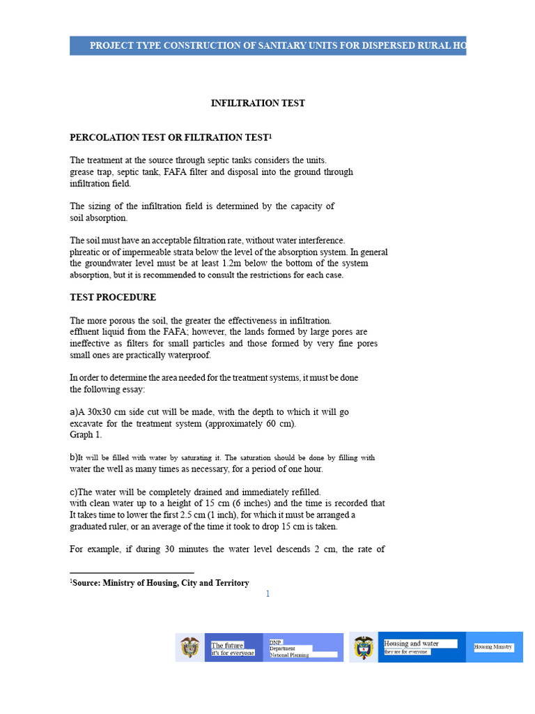 Sanitary Unit Construction: Infiltration Testing | PDF | Porosity ...