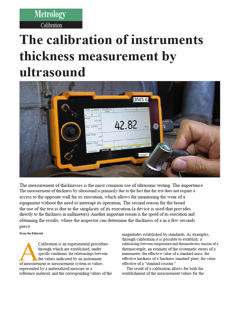 Ultrasonic Thickness Measurement Calibration | PDF | Calibration ...