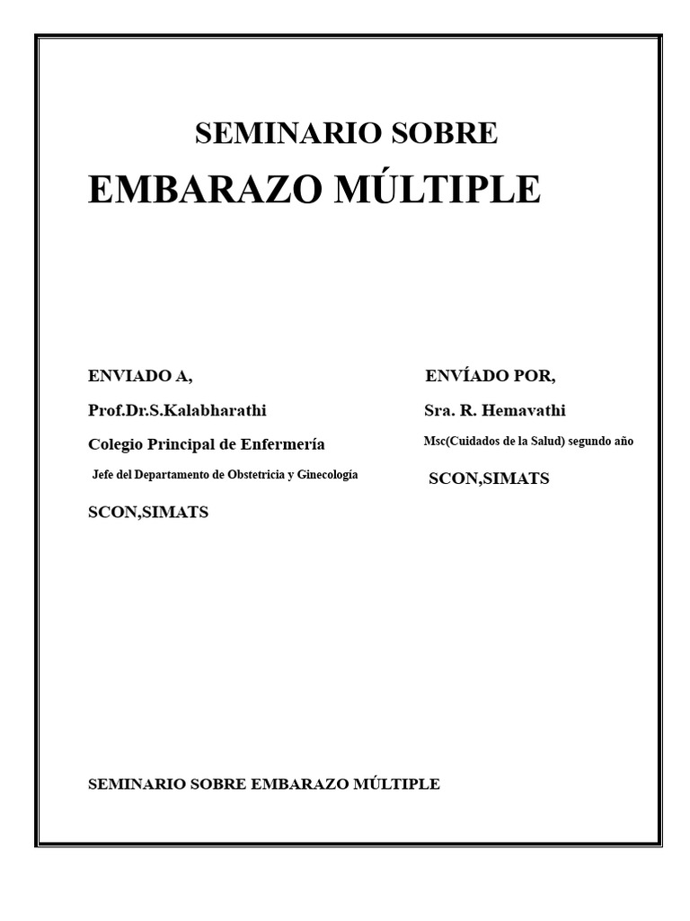 SEMINARIO SOBRE EMBARAZO MÚLTIPLE Contenido | PDF | Nacimientos ...