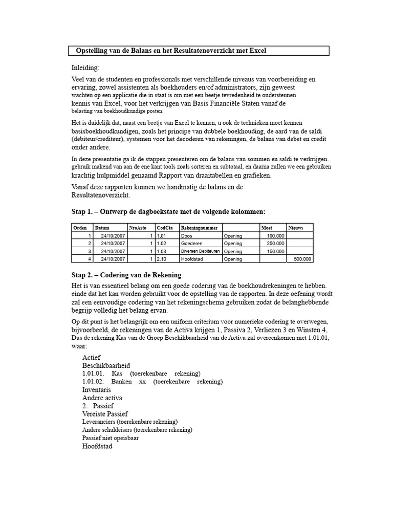 Hoe Een Balans Opstellen in Excel | PDF