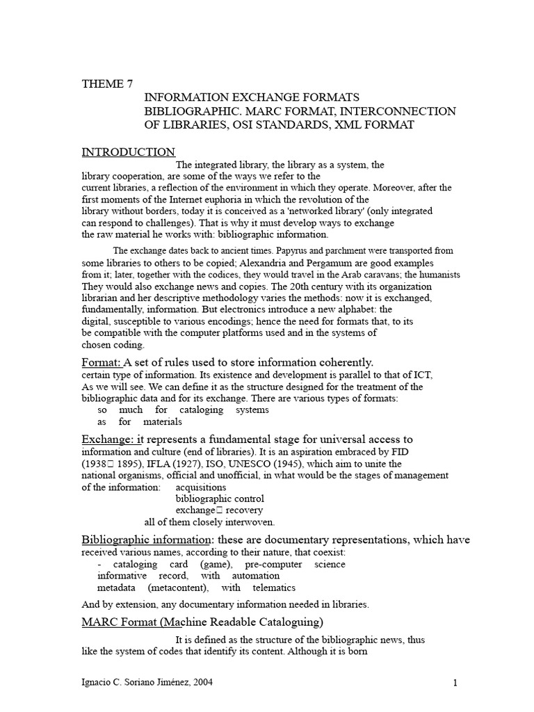 Formats For Exchanging Bibliographic Information | PDF | Markup ...