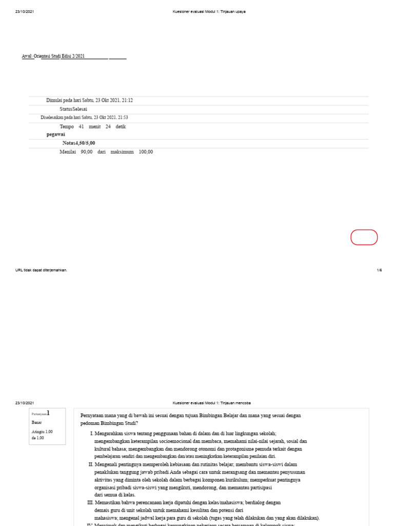 Evaluasi Modul 1: Kuesioner Pendidikan | PDF