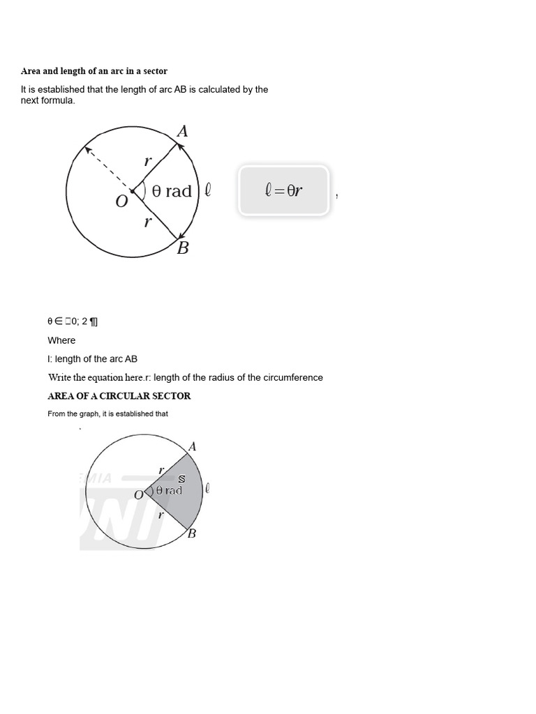 Topic 3 Area of A Circular Sector and Arc Length | PDF | Area | Angle