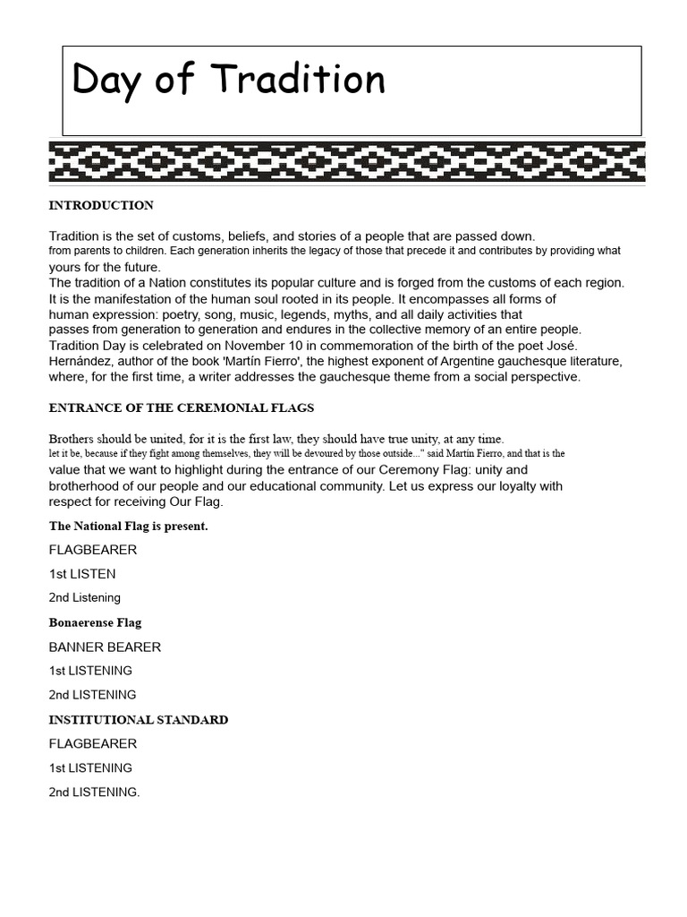 Tradition Day Event | PDF | Traditions