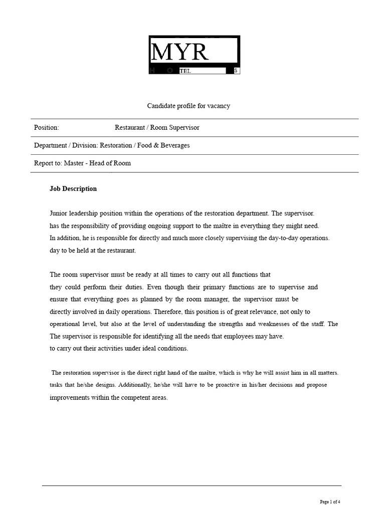 Profile REST Restaurant-Supervisor-Room | PDF | Supervisor | Social ...