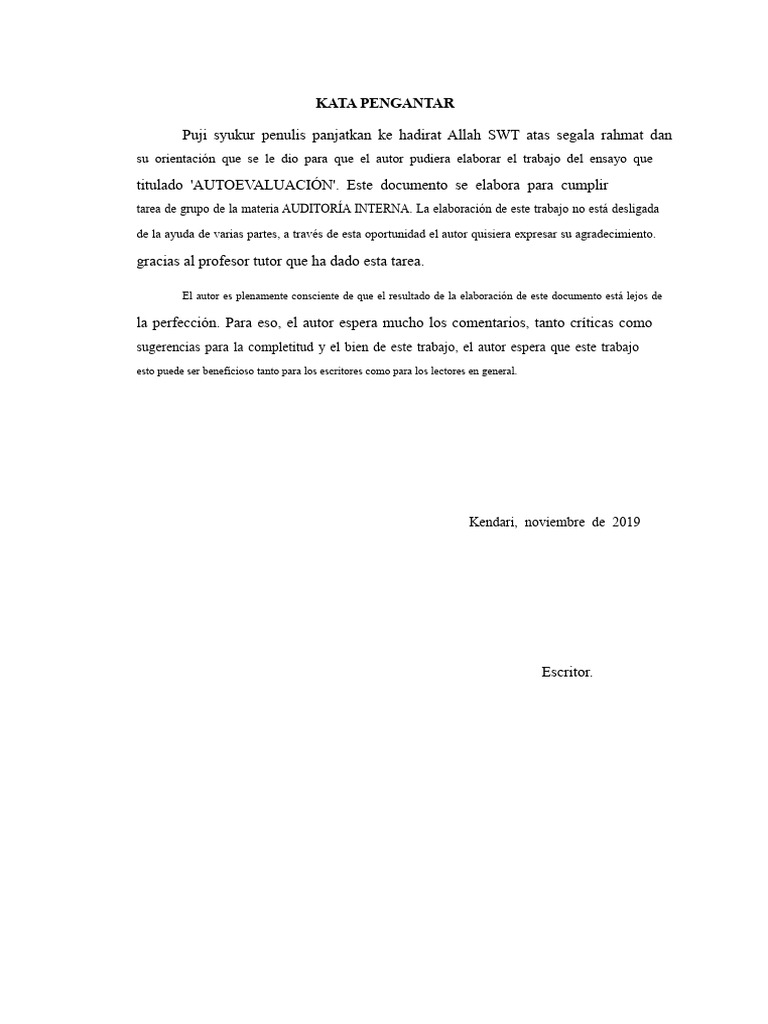 Documento de Evaluación de Autocontrol | PDF | Auditoría | Business