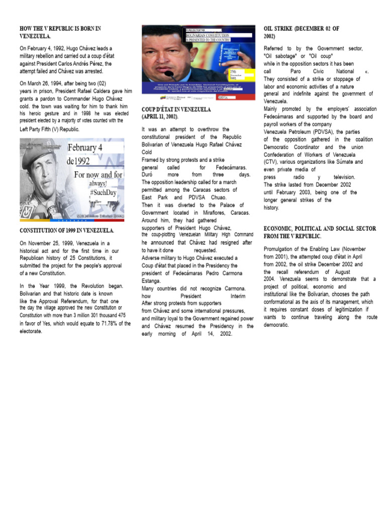 How The V Republic Is Born in Venezuela Trifold | PDF | Hugo Chávez ...