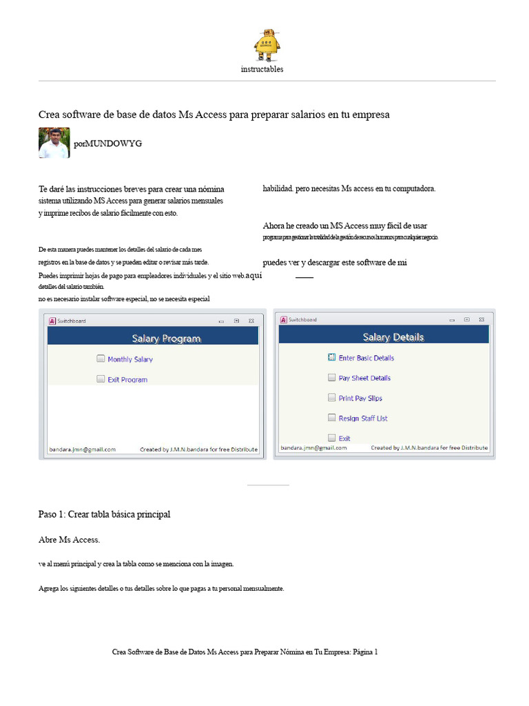 Crear Software de Base de Datos Ms Access para Preparar Sala | PDF ...
