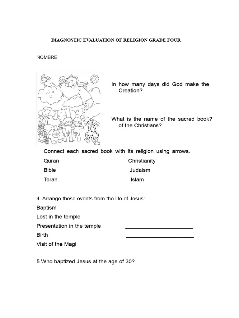 Religion Evaluation Grade Four | PDF