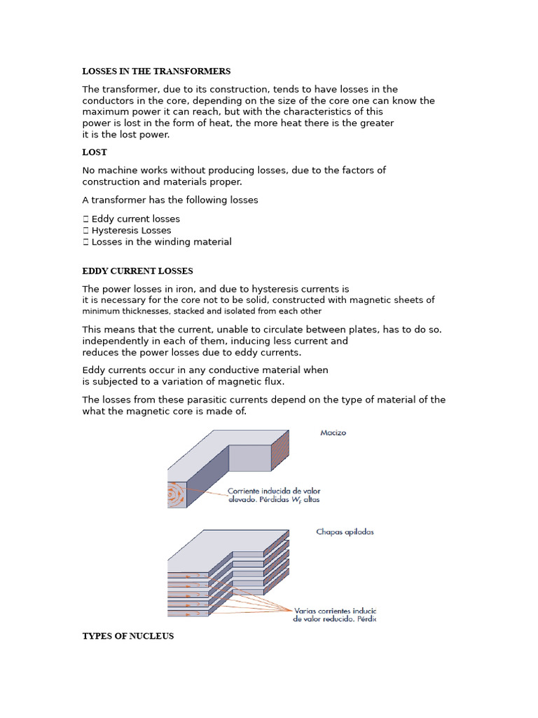 Losses in The Transformers | PDF | Transformer | Hysteresis