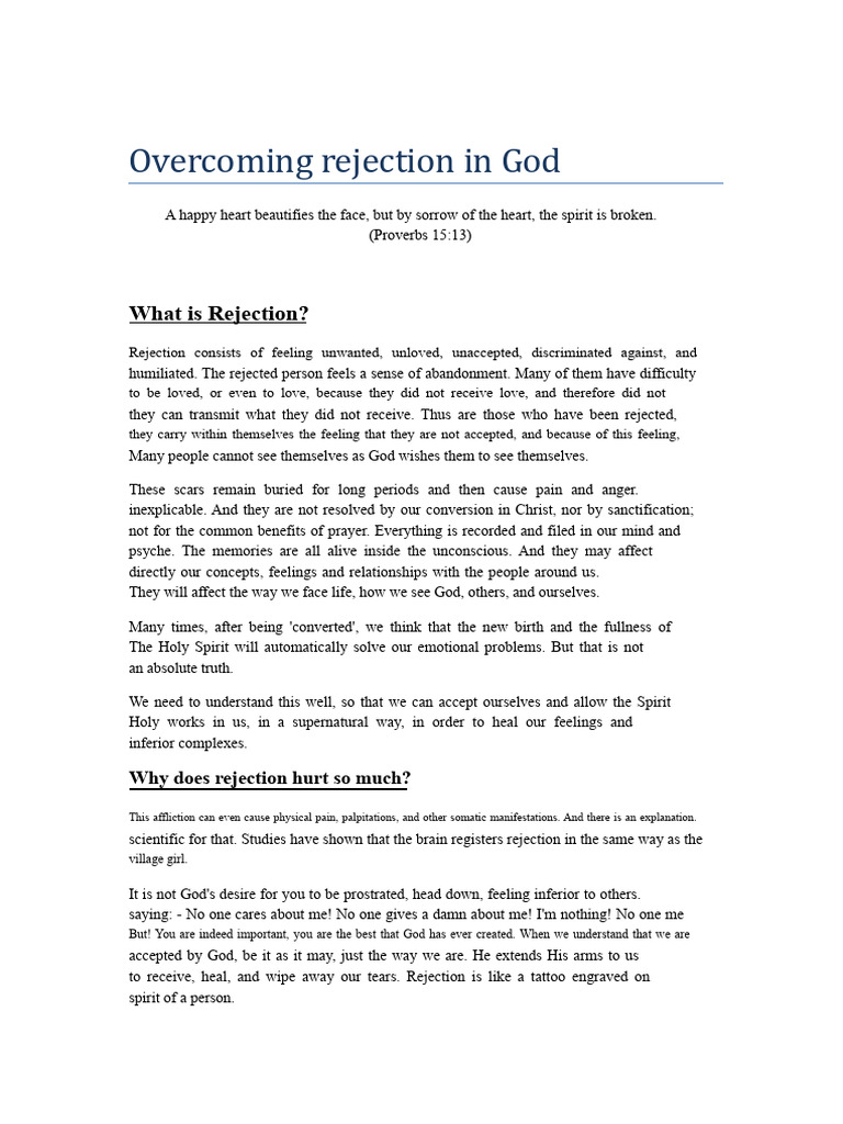 Healing from Rejection Through Faith | PDF | God | Faith
