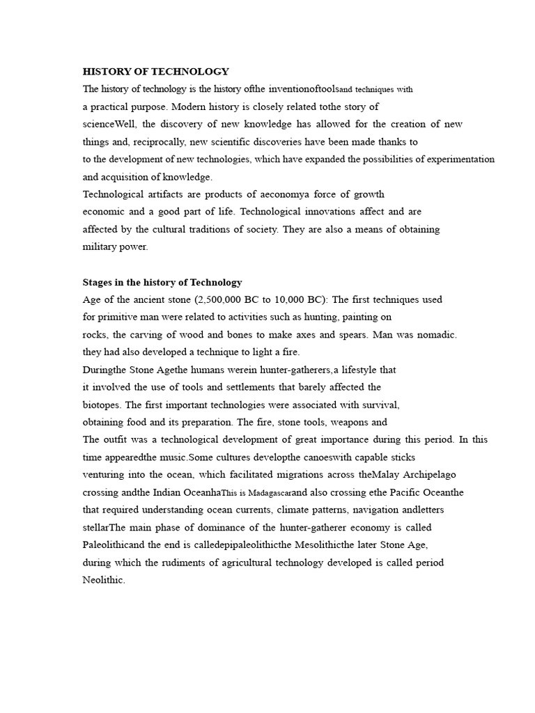 Evolution of Technology Through Ages | PDF | Neolithic | Stone Age