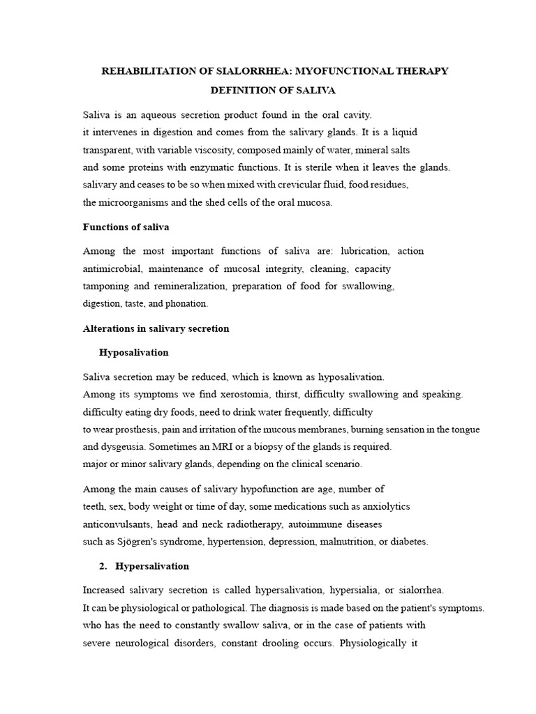 Myofunctional Therapy for Sialorrhea | PDF | Human Nose | Anatomical ...
