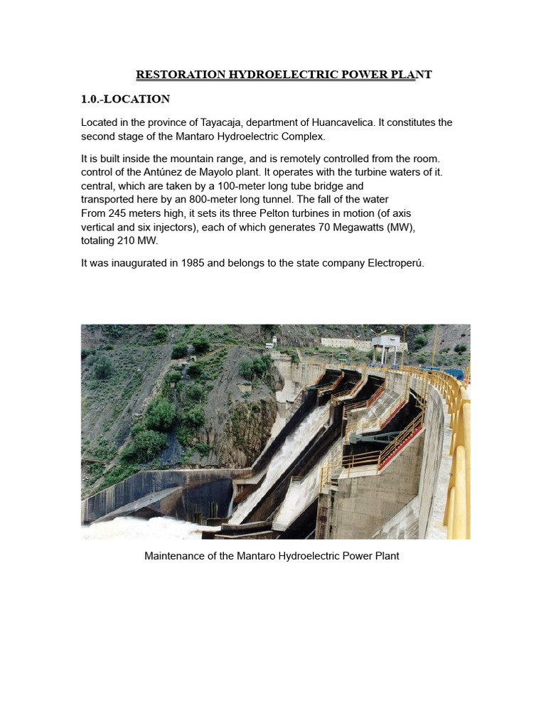 Restitution Hydroelectric Power Plant | PDF