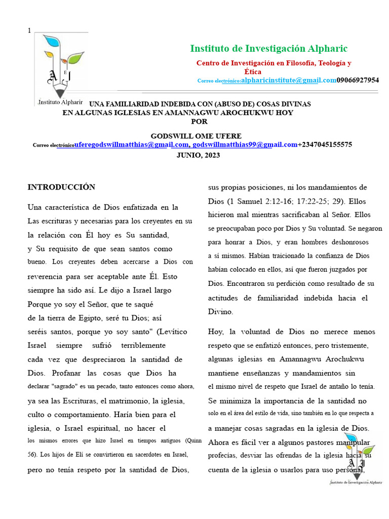 Familiaridad Indebida Con (Abuso De) Cosas Divinas | PDF | Santo ...