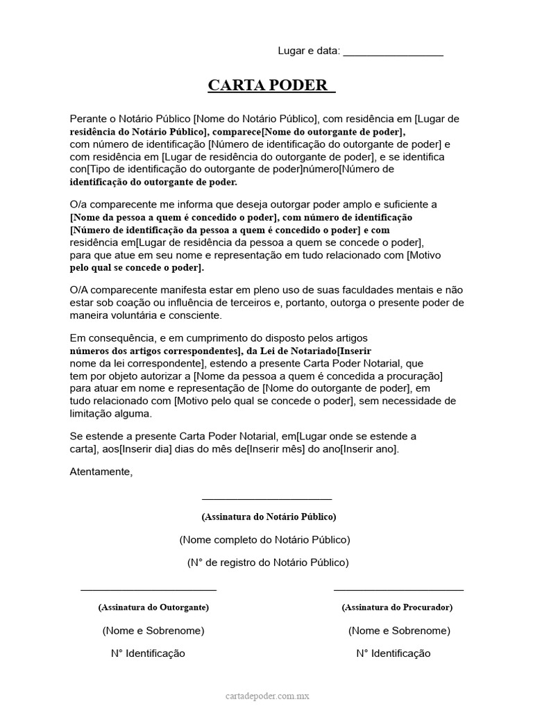 Modelo de Carta Poder Notarial | PDF