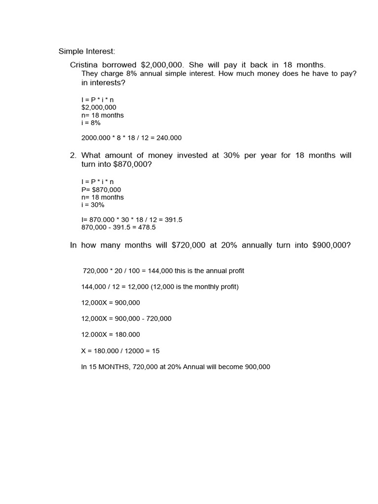 Simple Interest | PDF | Interest | Investing