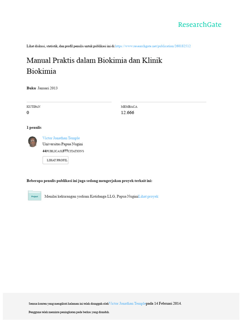 Manual Praktis Biokimia Klinis UPNG | PDF