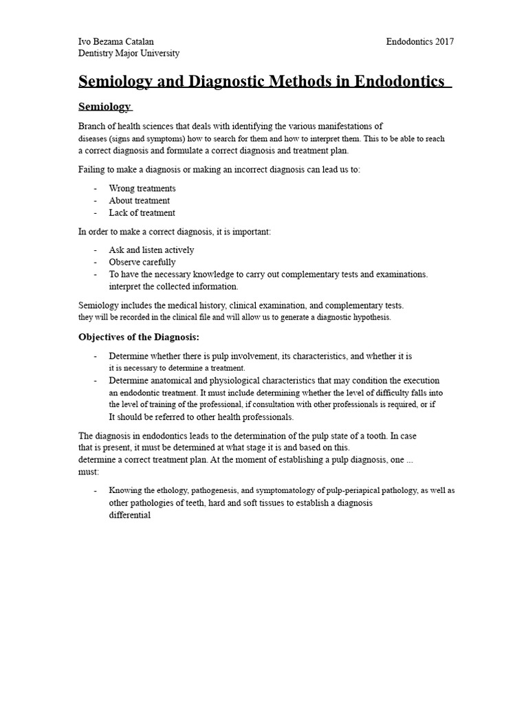Semiology and Endodontic Diagnostic Methods | PDF | Medical Diagnosis ...