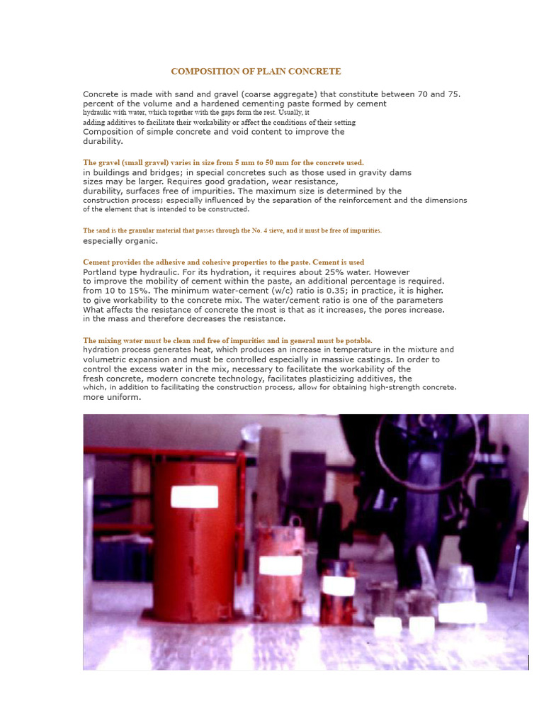Plain Concrete Composition and Properties | PDF | Concrete ...