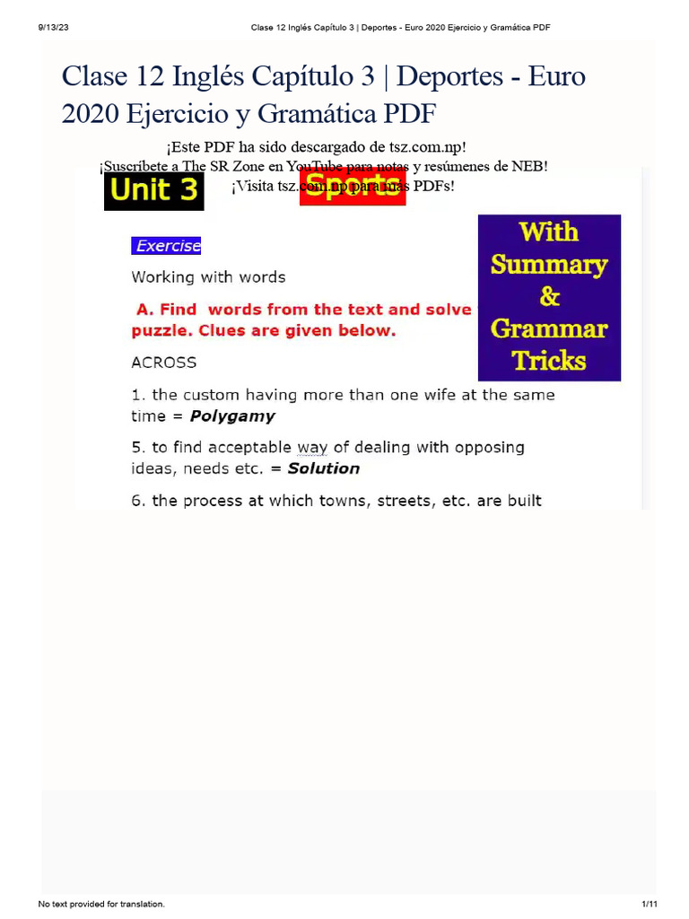Clase 12 Inglés Capítulo 3 | PDF | Grillo | Asociación de Futbol