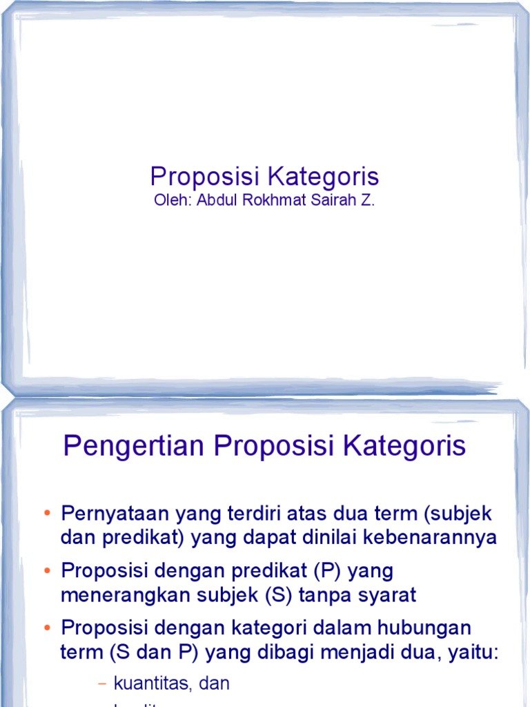 Jenis dan Unsur Proposisi Kategoris | PDF