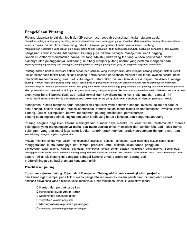 Manajemen Kas, Piutang, Dan Persediaan | PDF