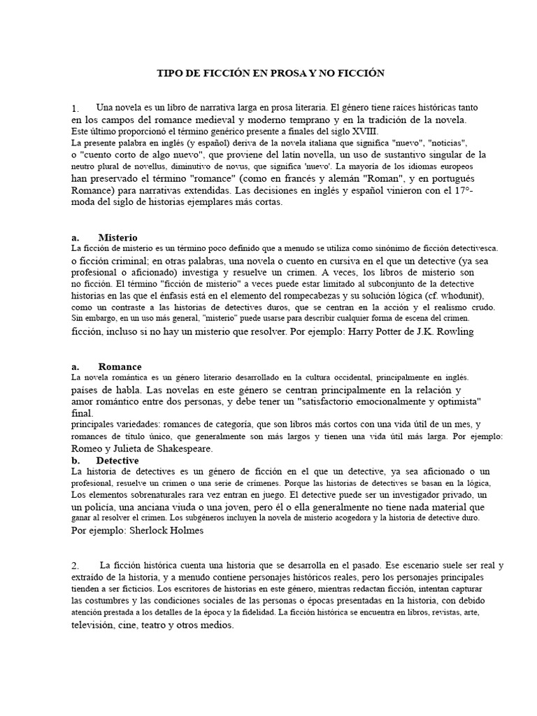 Tipo de Ficción en Prosa y No Ficción | PDF | Ensayos | Autobiografías